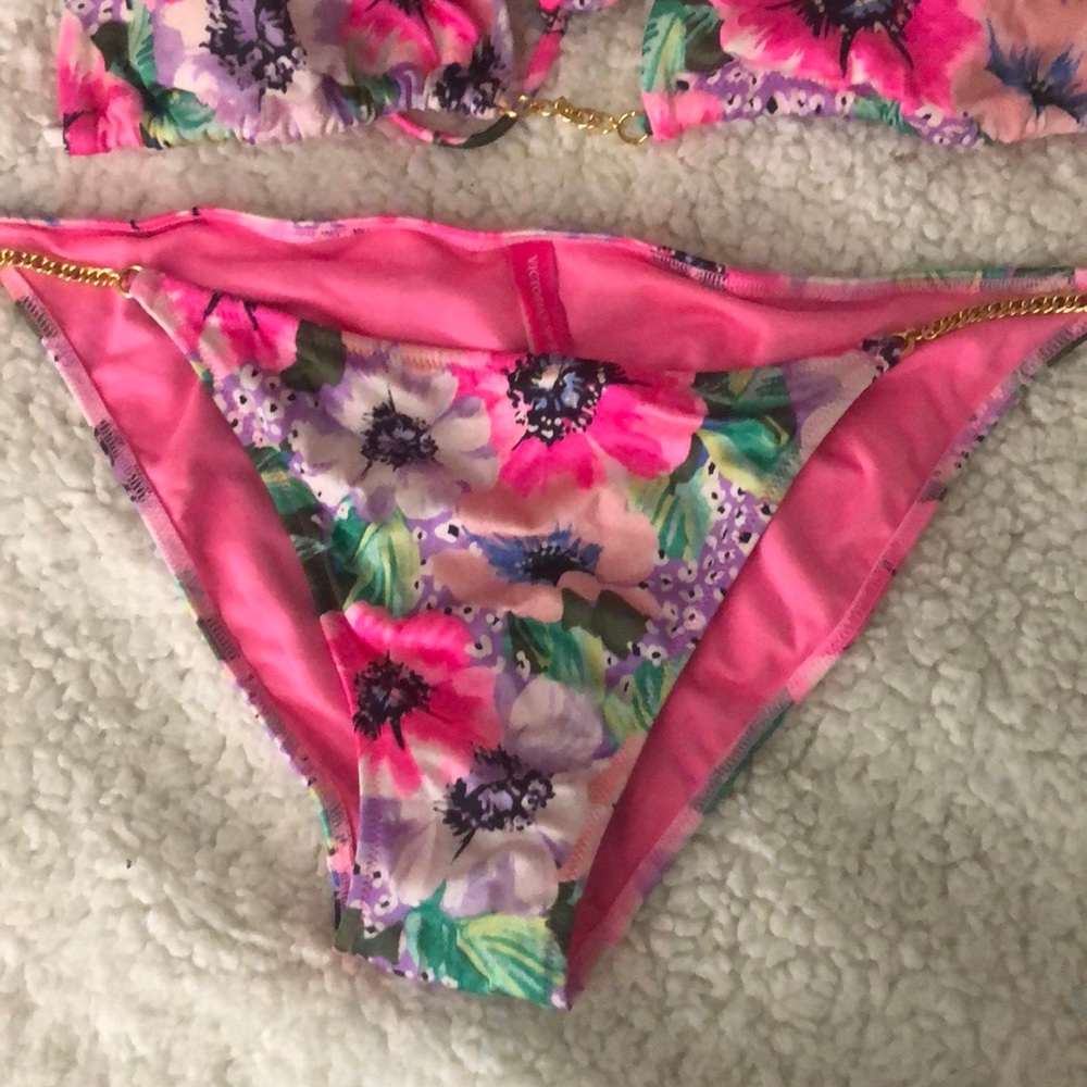 Victorias Secret Floral And Gold Bikini Set L And M Gem